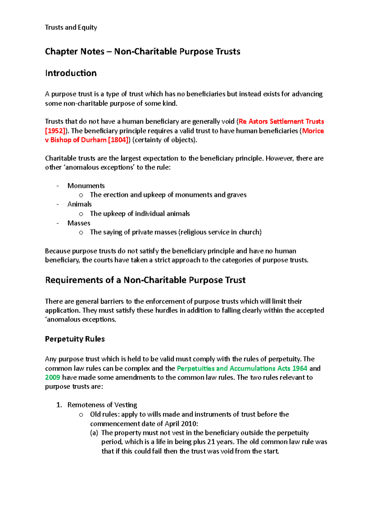Purpose Trust Chapter Notes - Trusts and Equity Chapter Notes – Non ...