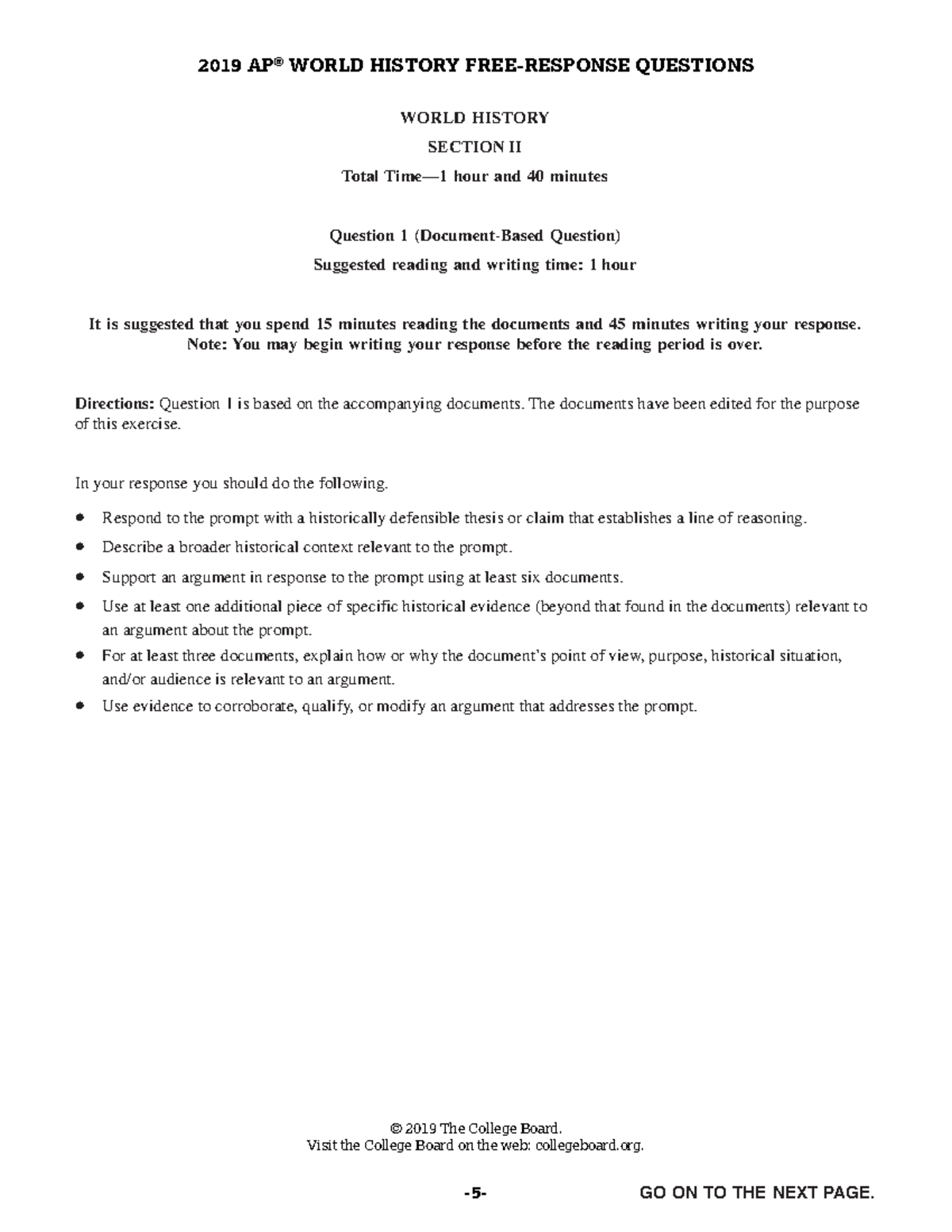 Apwhm DBQ Portugal - WORLD HISTORY SECTION II Total Time—1 hour and 40 ...