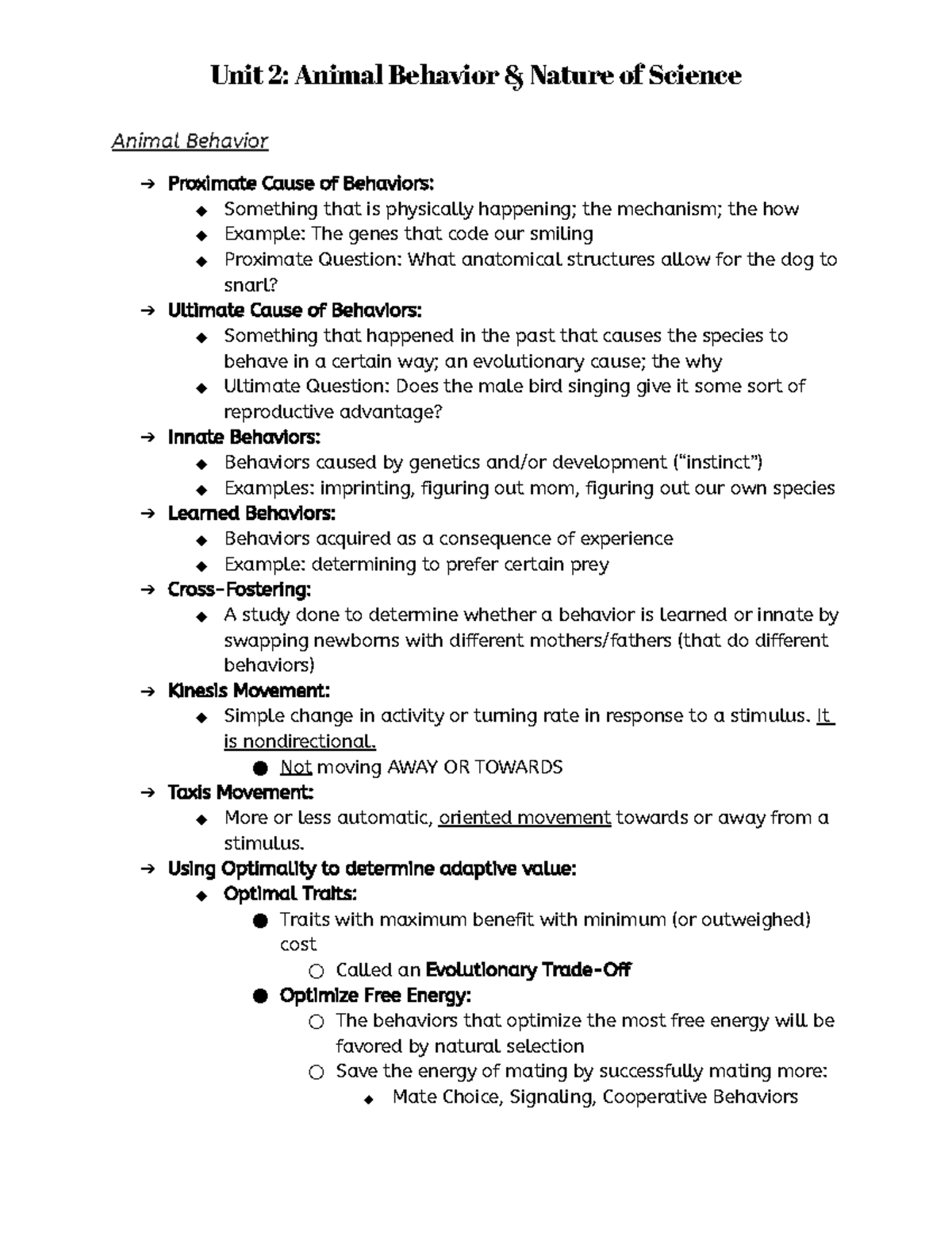 Animal Behavior Study Guide - Animal Behavior Proximate Cause of ...