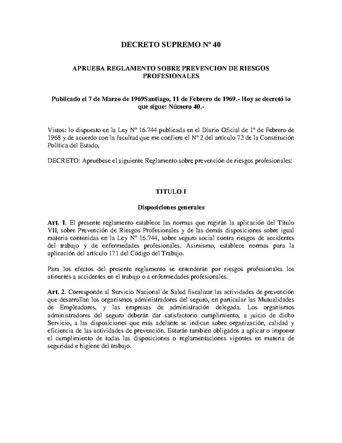 DS 40 - hmchgmchgmghchfhf - DECRETO SUPREMO Nº 40 APRUEBA REGLAMENTO ...