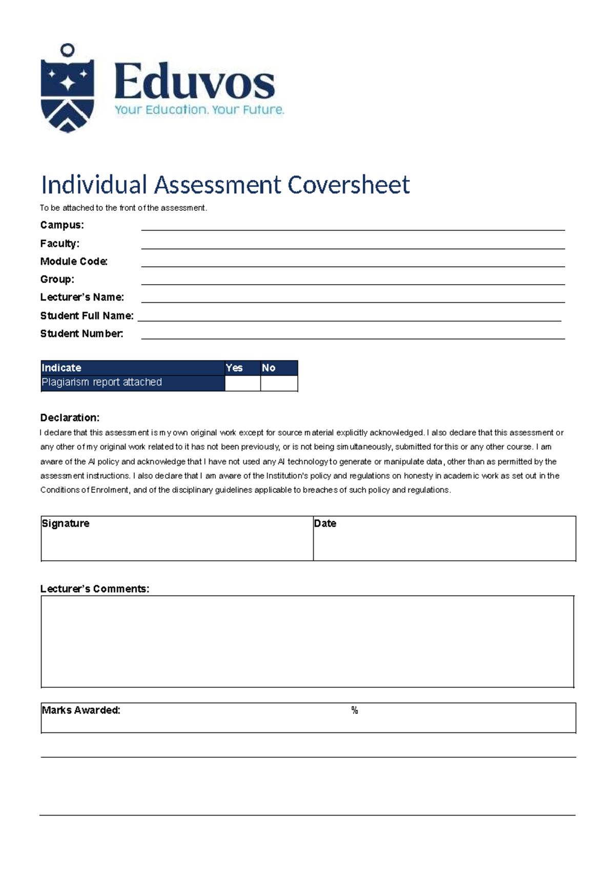 Individual Assignment Coversheet V1 - Individual Assessment Coversheet ...
