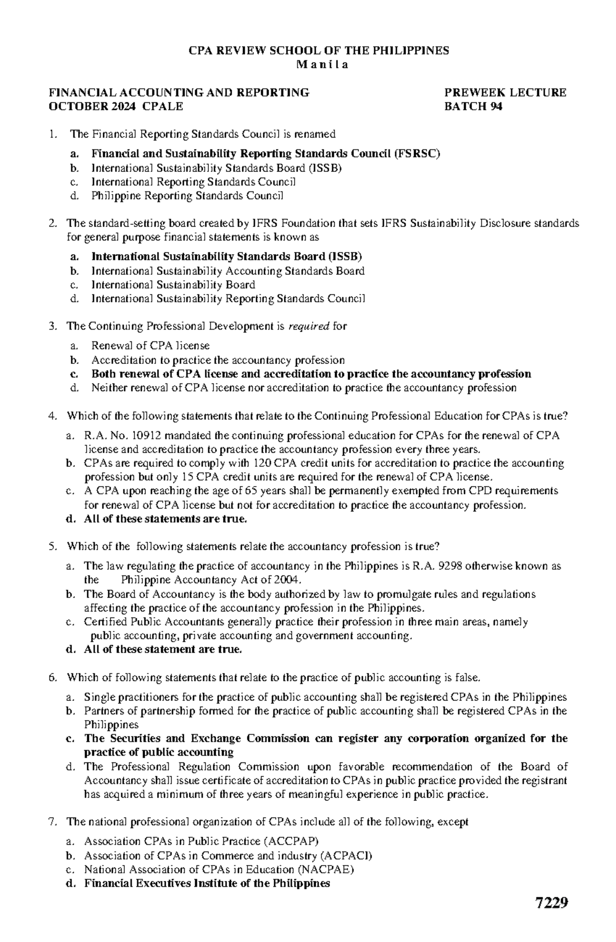 7229- FAR Preweek Theory CPAR - CPA REVIEW SCHOOL OF THE PHILIPPINES M ...
