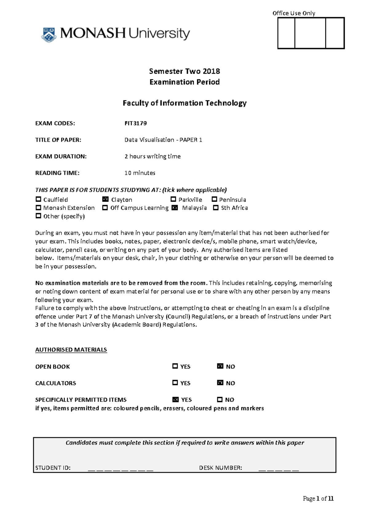 Sample/practice exam 18 November, questions and answers - Office Use ...