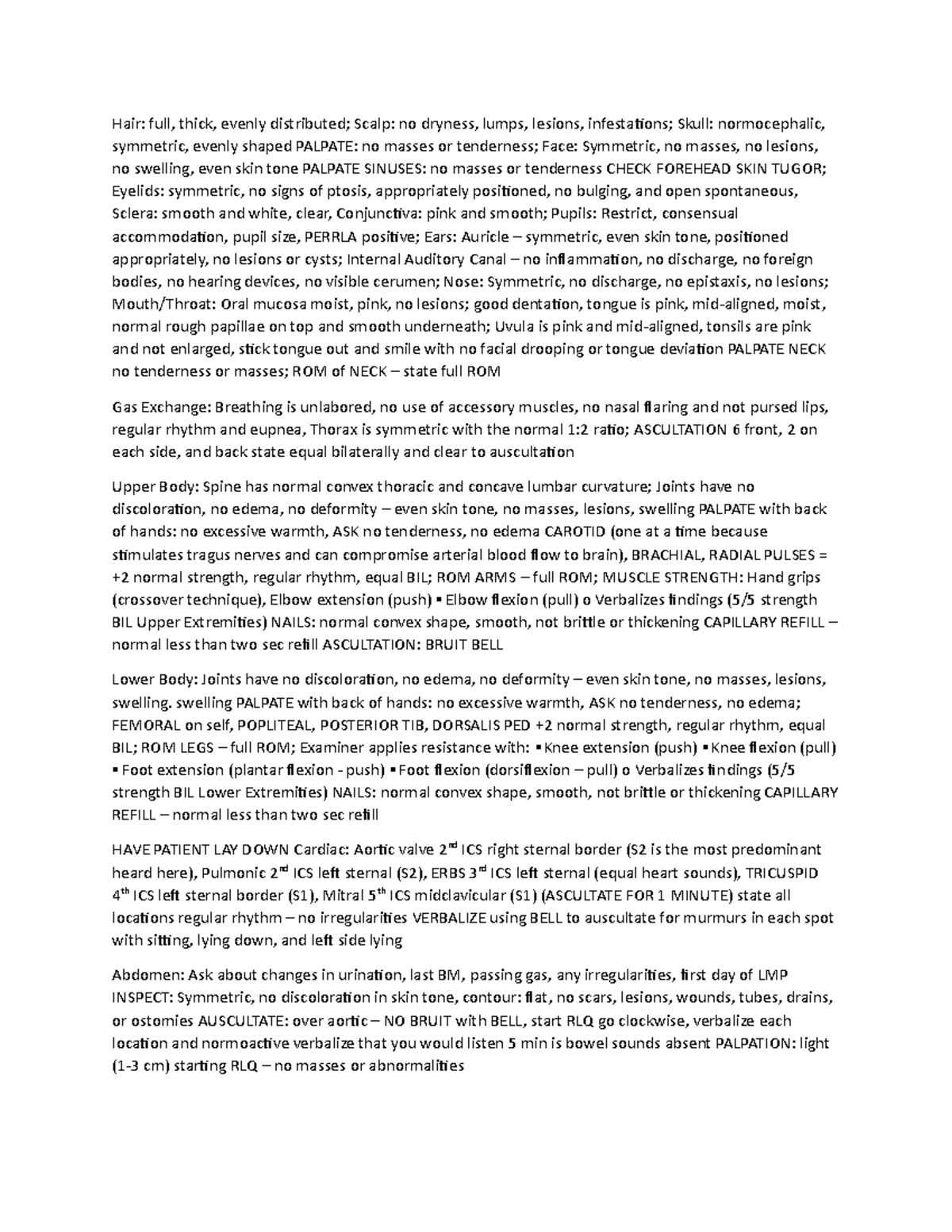 FULL BODY Assessment Script - Hair: full, thick, evenly distributed ...