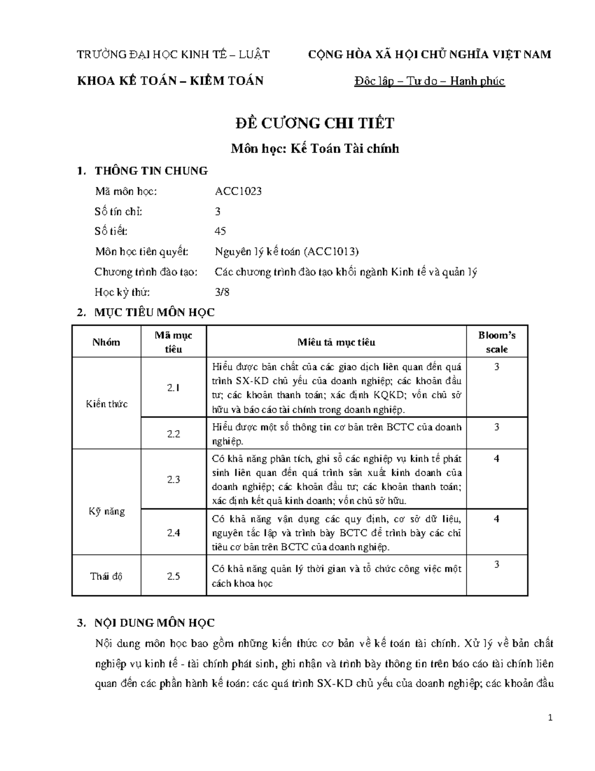 DE Cuong CHI TIET- ACC1023 KTTC - TRƯỜNG ĐẠI HỌC KINH TẾ – LUẬT CỘNG ...