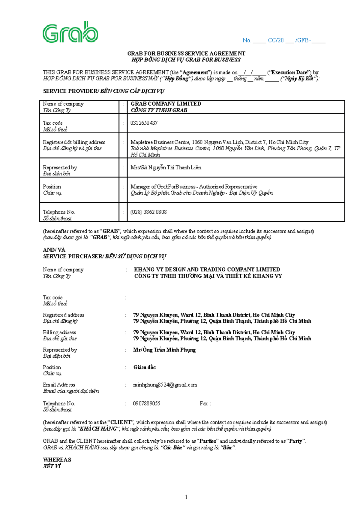 1. HỢP ĐỒNG TRẢ TRƯỚC - Prepaid Contract 2022 Updated - GRAB FOR ...