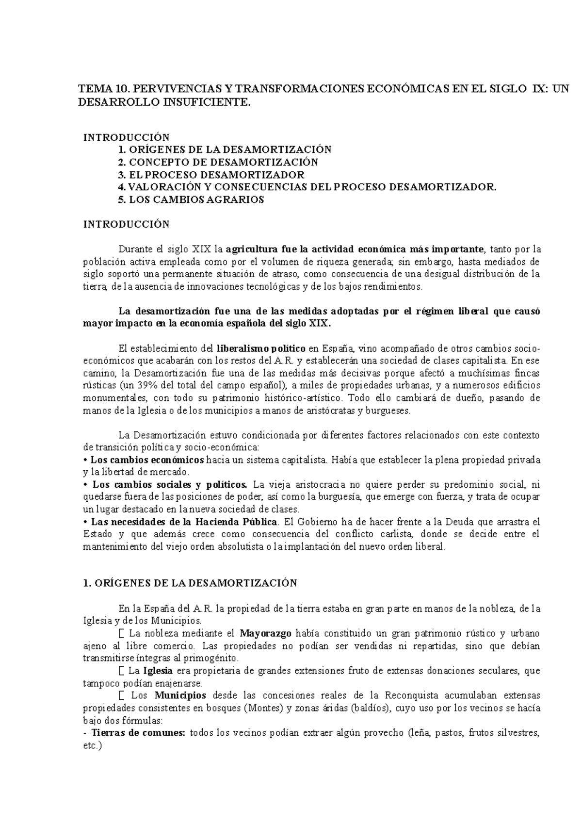 Bloque 8. Desamortizaciones - TEMA 10. PERVIVENCIAS Y TRANSFORMACIONES ECONÓMICAS EN EL SIGLO IX ...