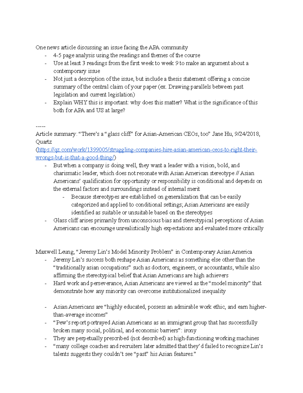 APA Assignment Paper - One news article discussing an issue facing the ...