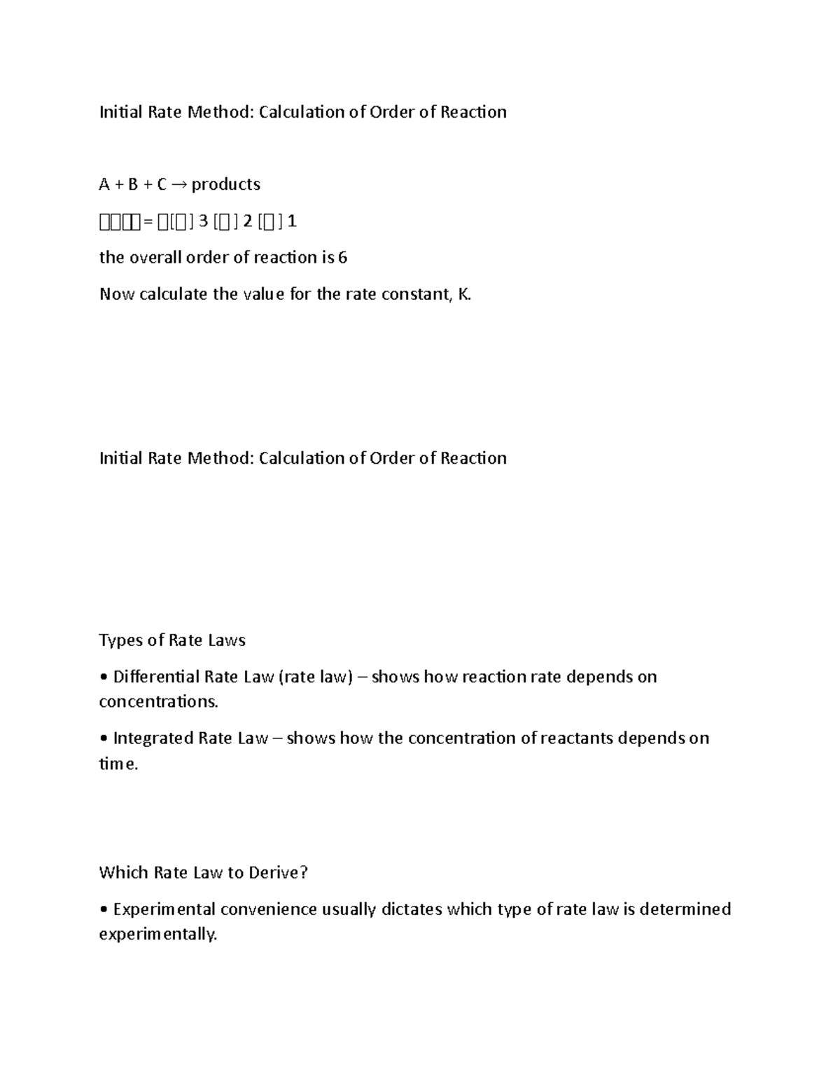 126 Initial Rate Method Initial Rate Method Calculation Of Order