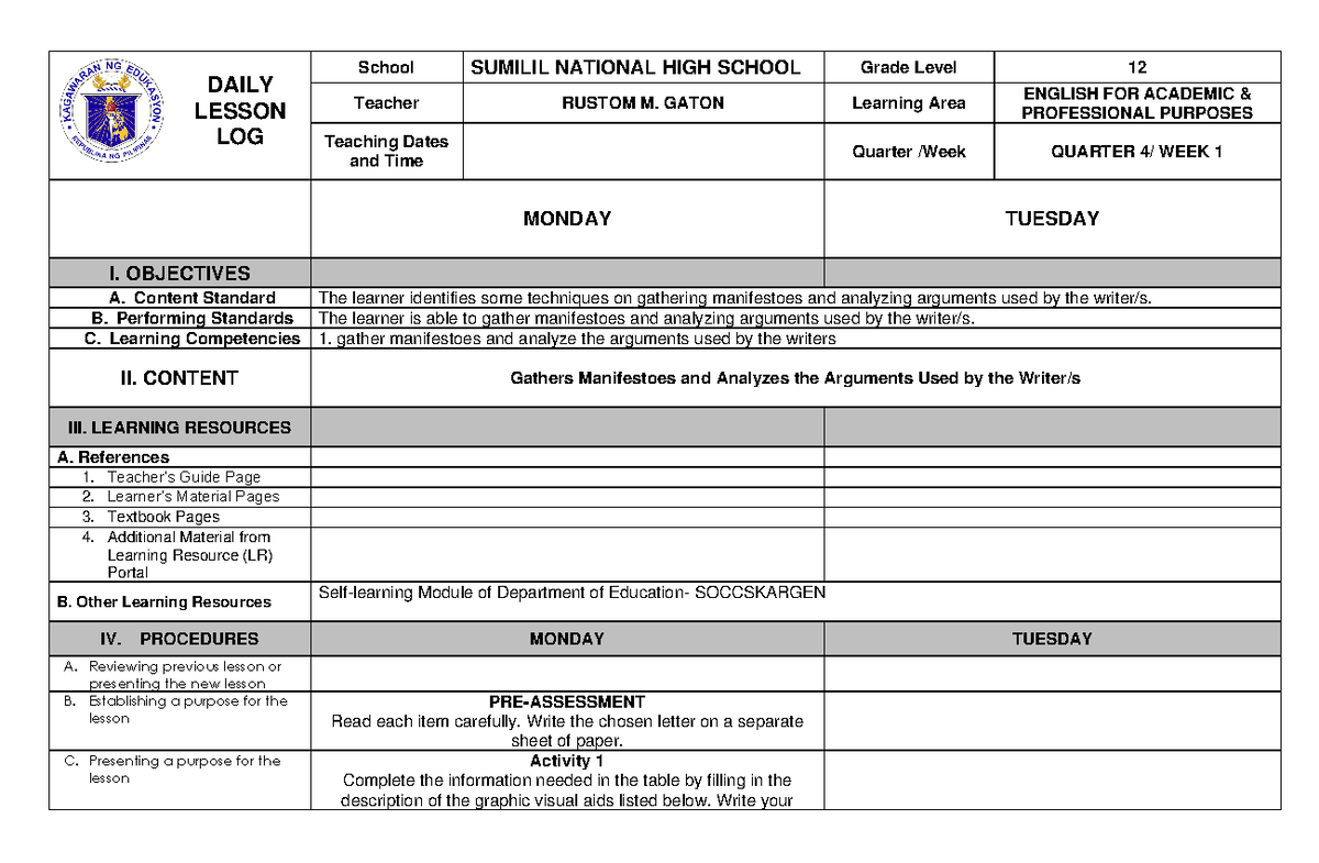 EAPP- Week 1 - Give yourself a break - School SUMILIL NATIONAL HIGH ...