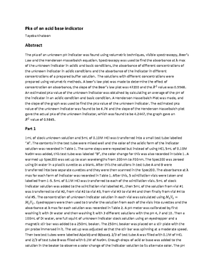 Chem lab 2 - Chem lab 2 - Visible spectroscopy Tayeba Khatoon Abstract ...