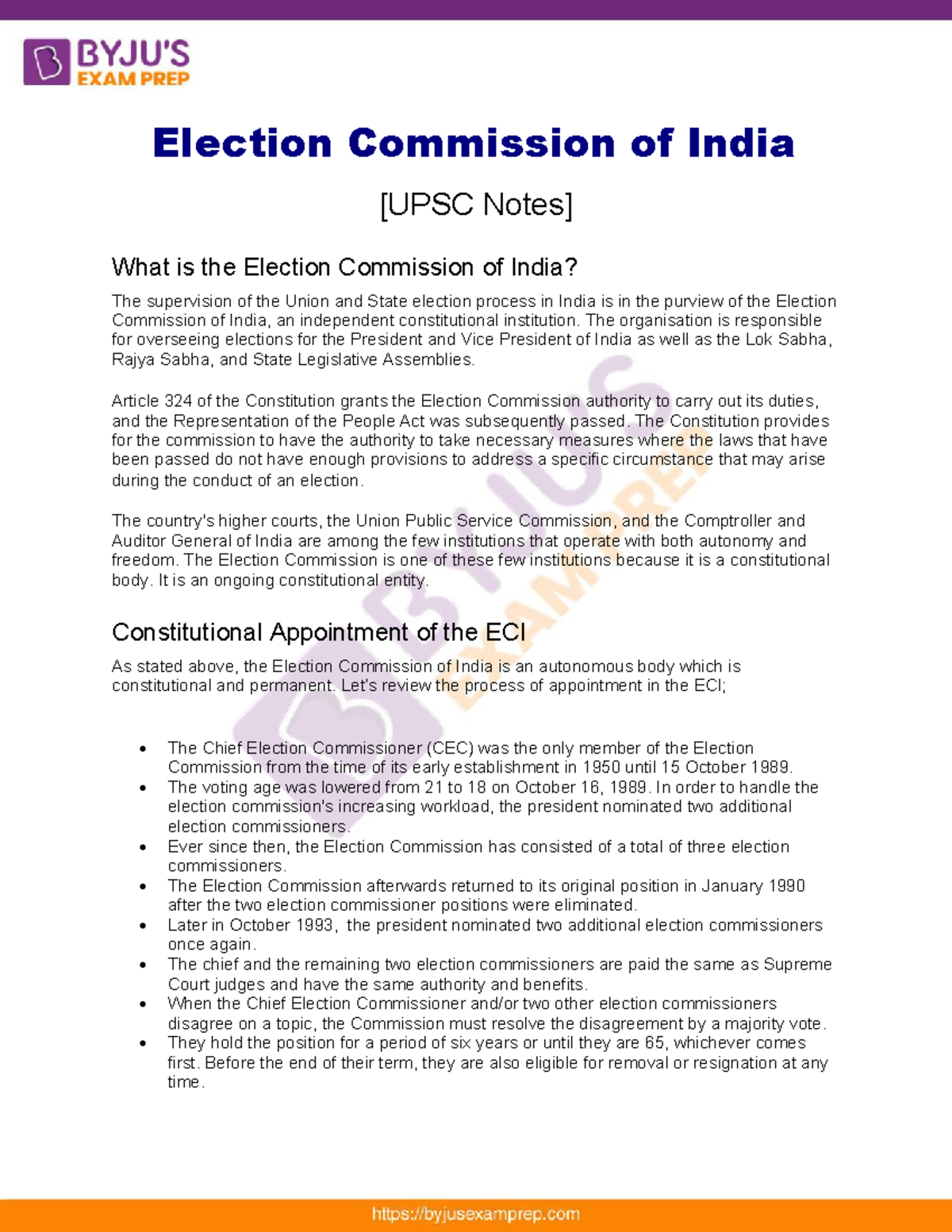 Election commission of india upsc notes 64 - Election Commission of ...