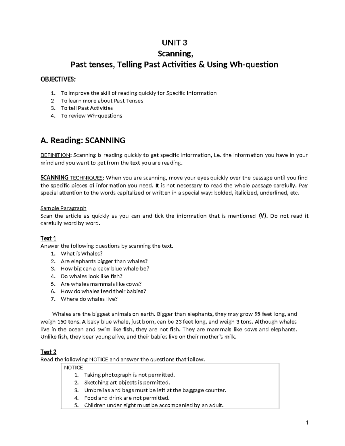 UNIT 3 Bahasa Inggris for TPL 2022 - UNIT 3 Scanning, Past tenses ...