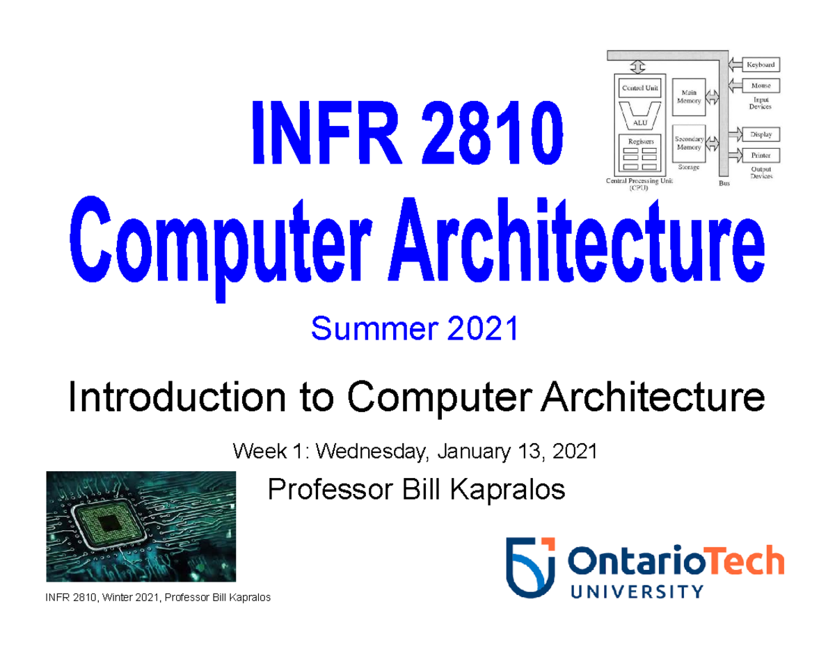 Computer Architecture - Week 1 - Summer 2021 Introduction to Computer ...