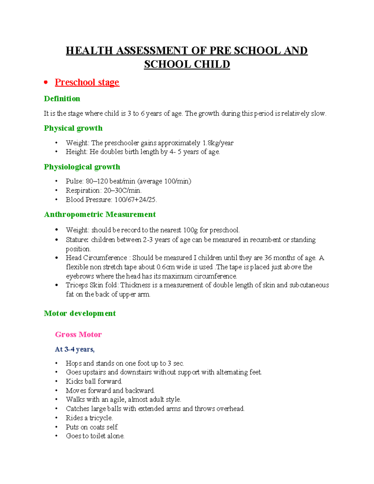 Health Assessment OF PRE School AND School Child - HEALTH ASSESSMENT OF ...