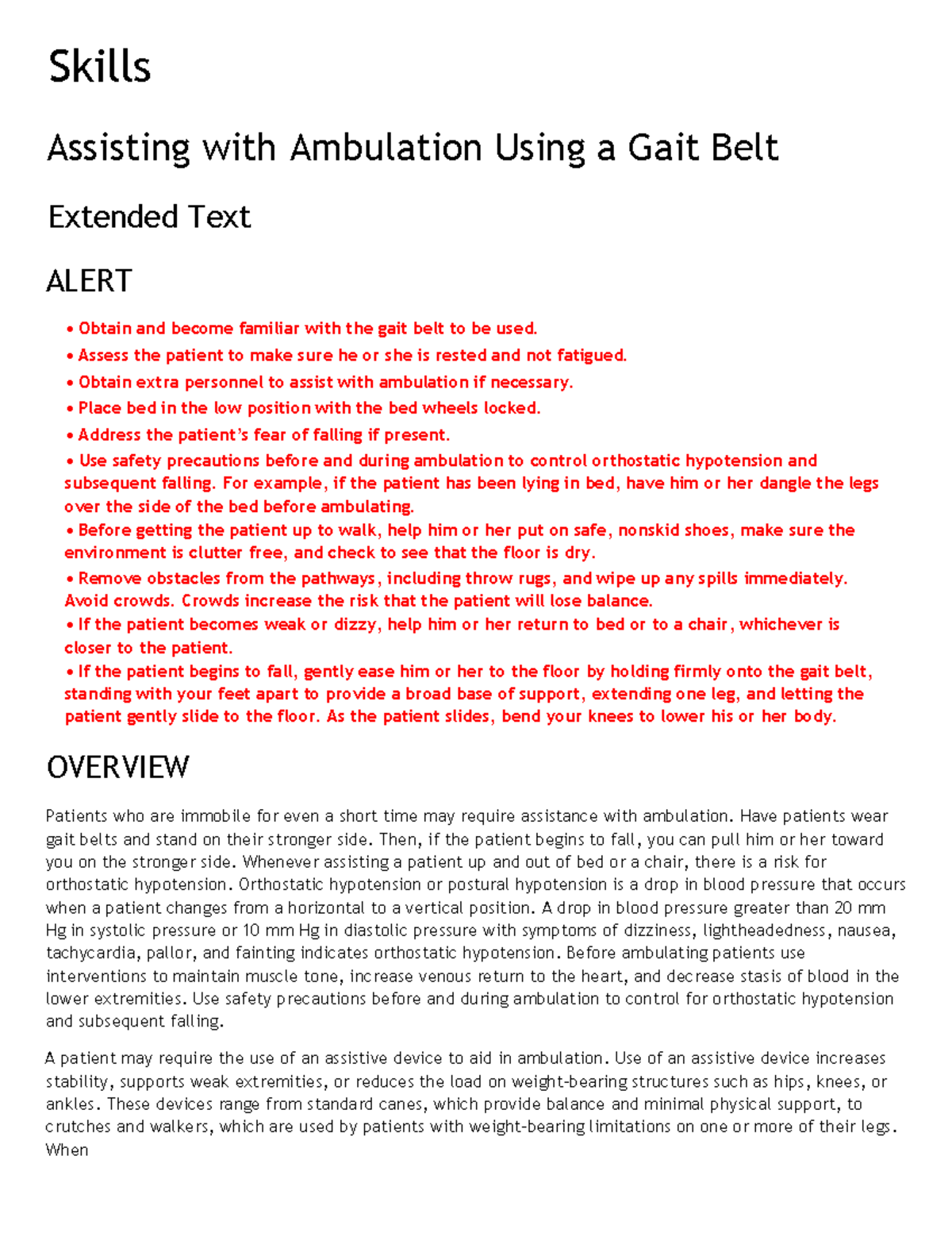 Assisting with Ambulation Using a Gait Belt - Assess the patient to ...