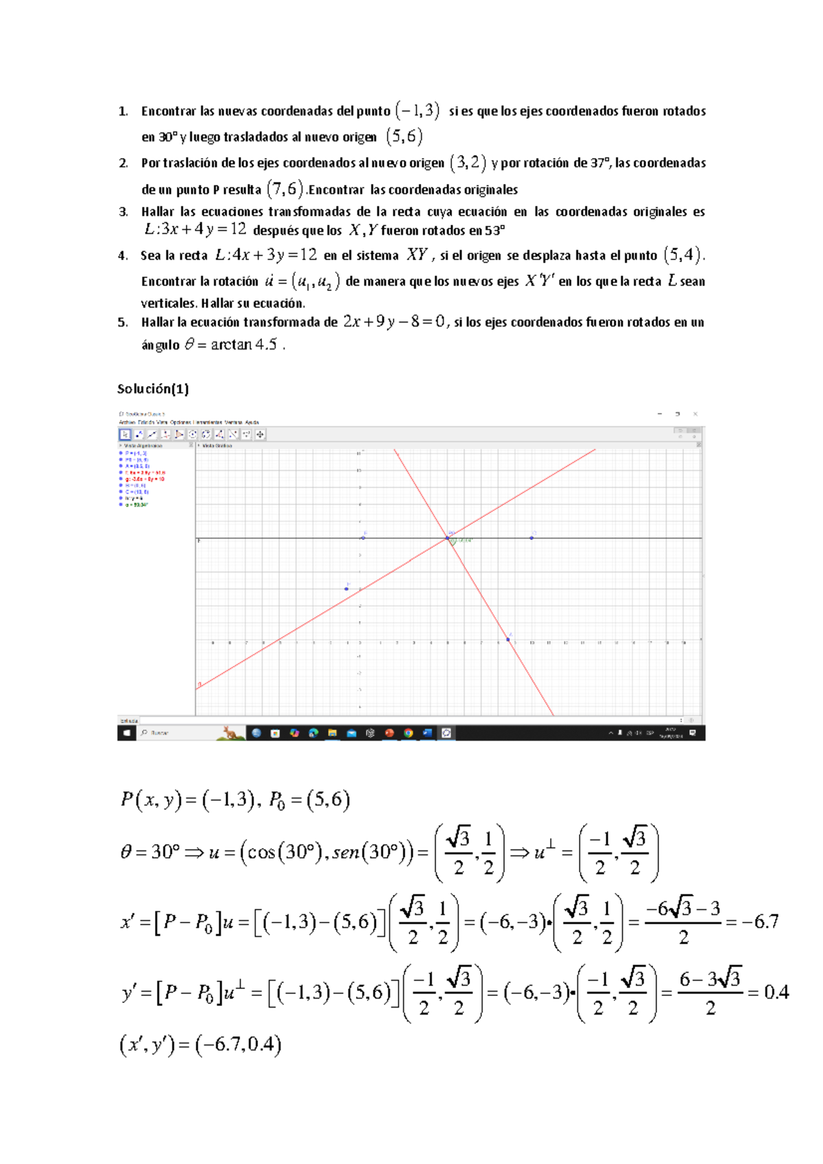 Tranf coord - awesrdtfyhklkñ.,mnb vc - Solución(1 ...