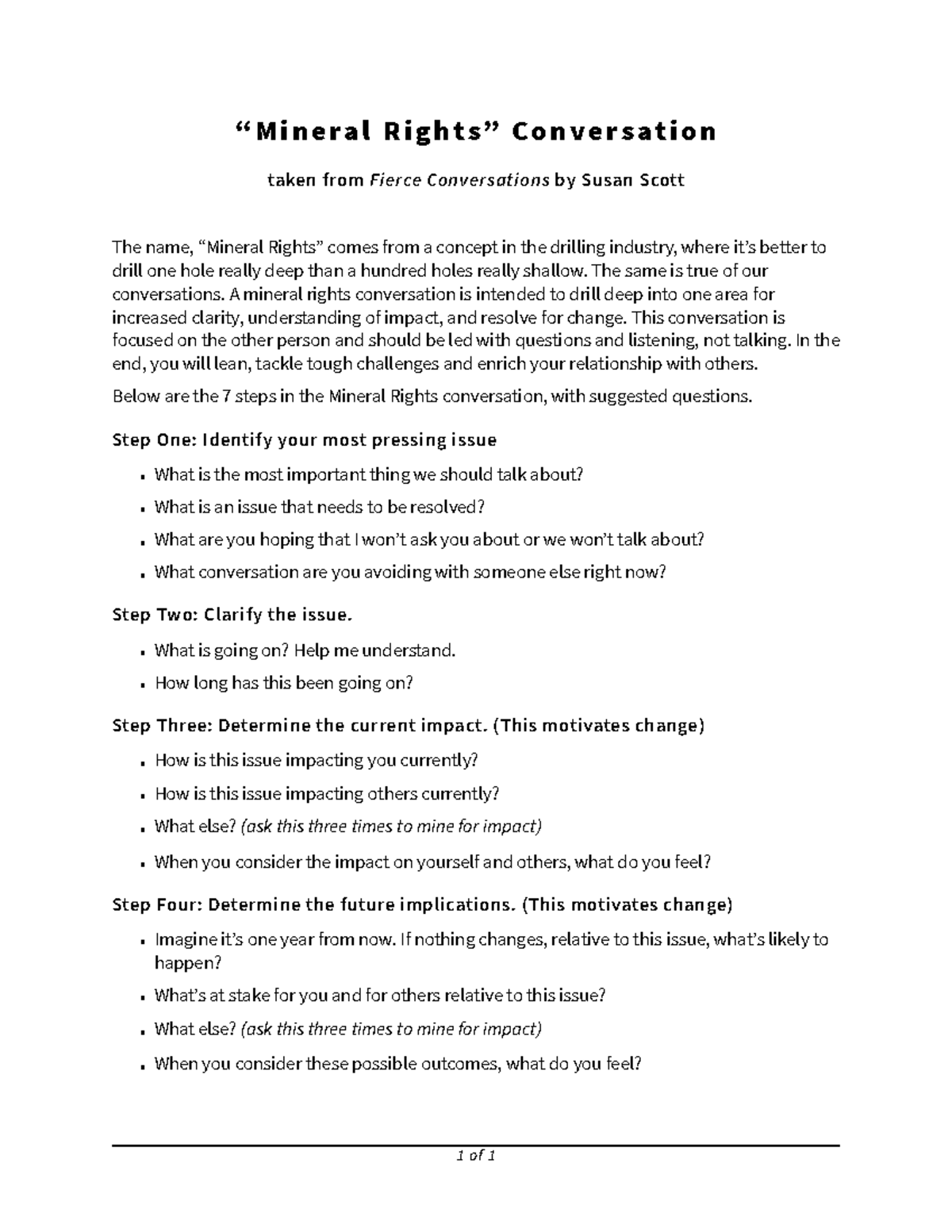 Mineral Rights Conversation Summary - “ M i n e ra l R i g h t s” C o n ...