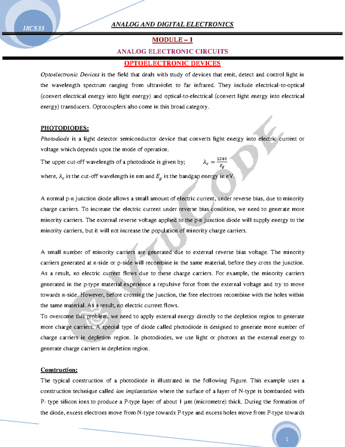 @vtucode - machuda padke bkl - MODULE – 1 ANALOG ELECTRONIC CIRCUITS ...