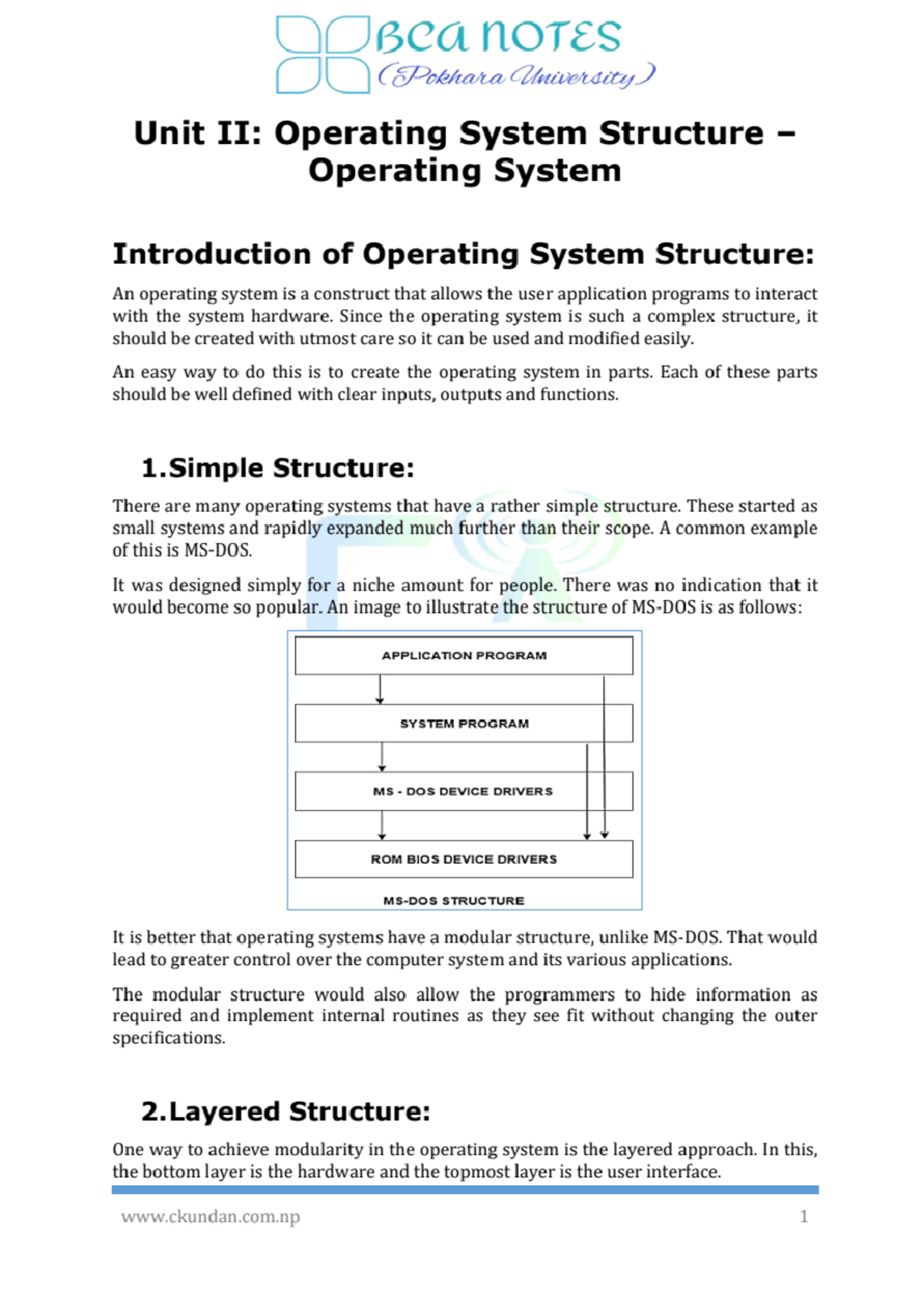 Operating system structure - computer science and electrical - Studocu