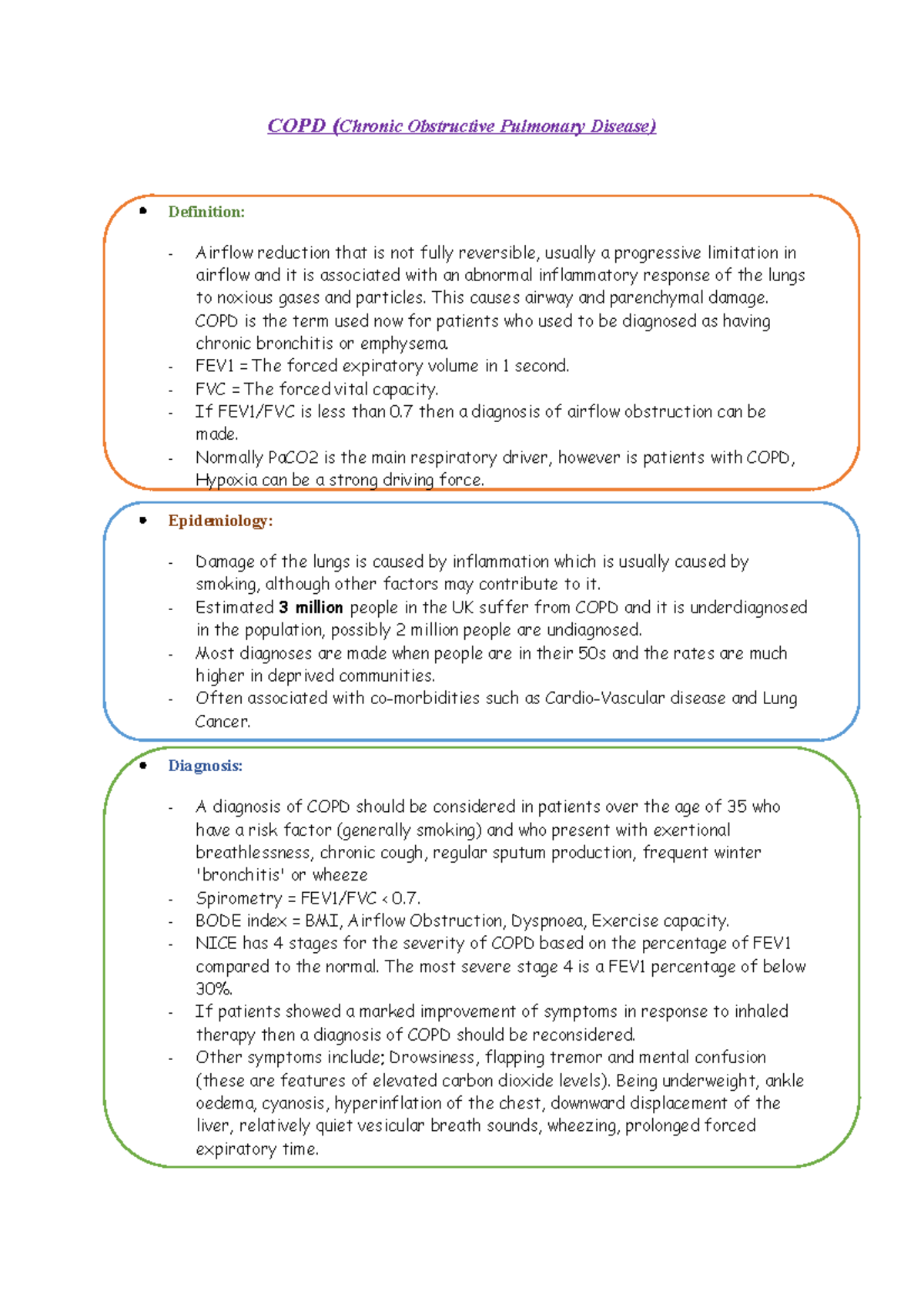 COPD - Notes on COPD - COPD (Chronic Obstructive Pulmonary Disease ...