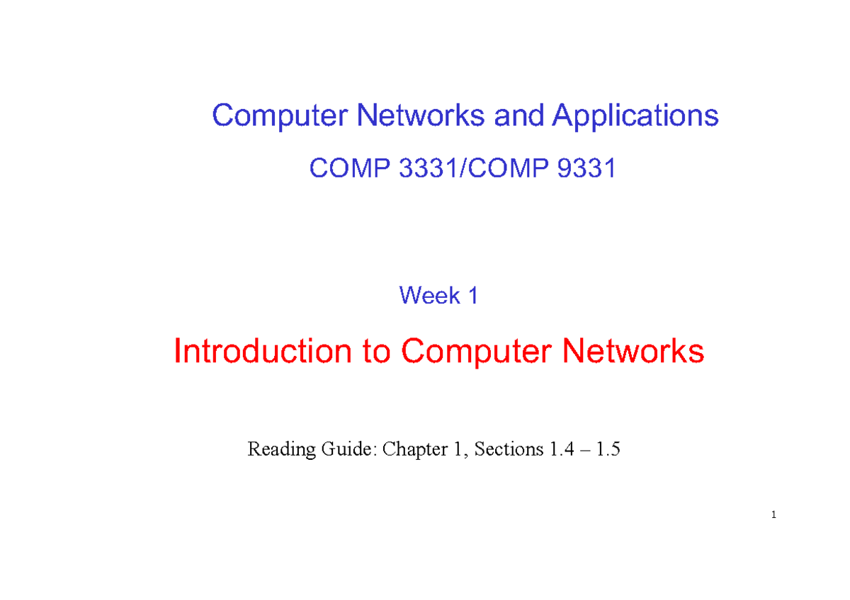 3 - Last-Network-Intro - Introduction to Computer Networks Computer Networks and Applications ...