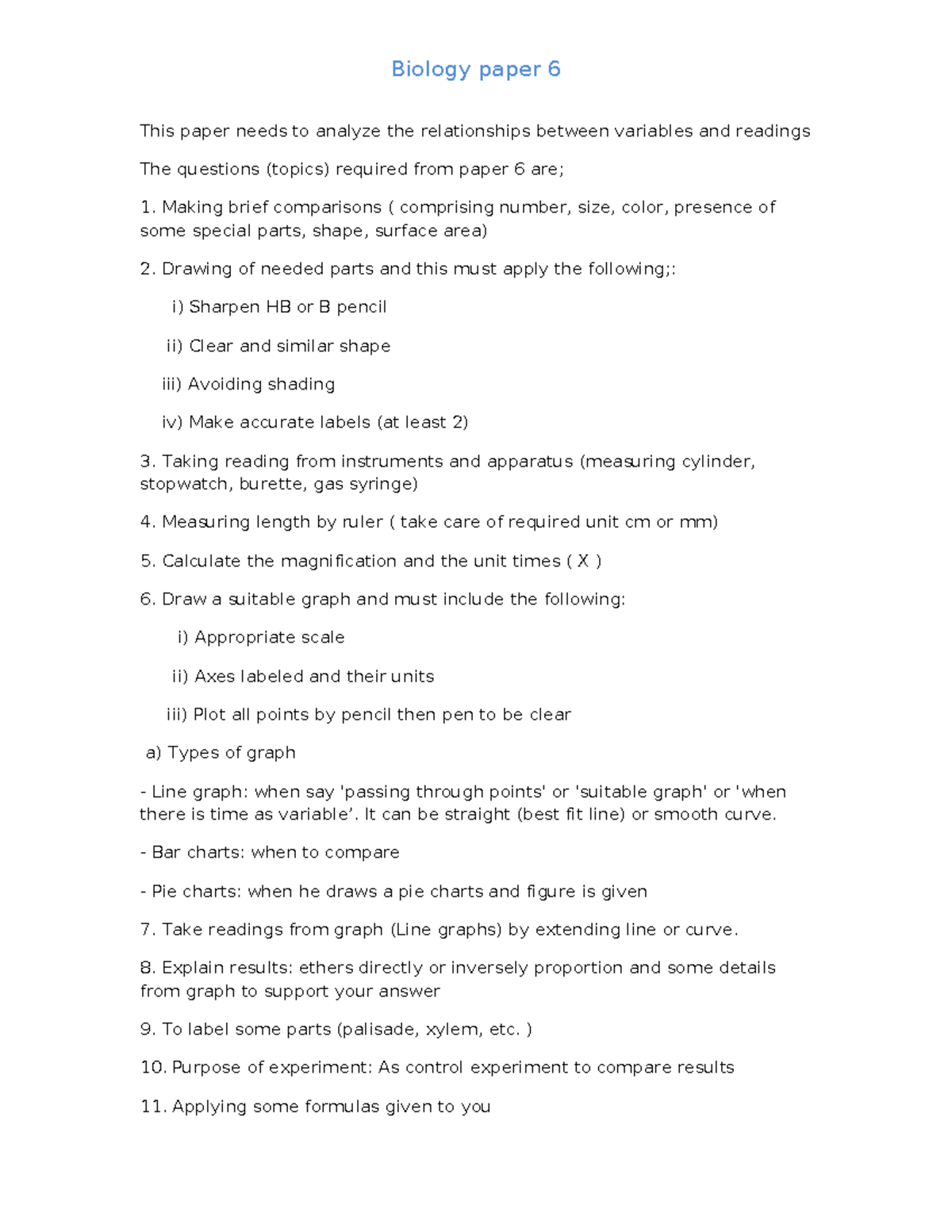 Biology Paper 6 Notes - This paper needs to analyze the relationships ...