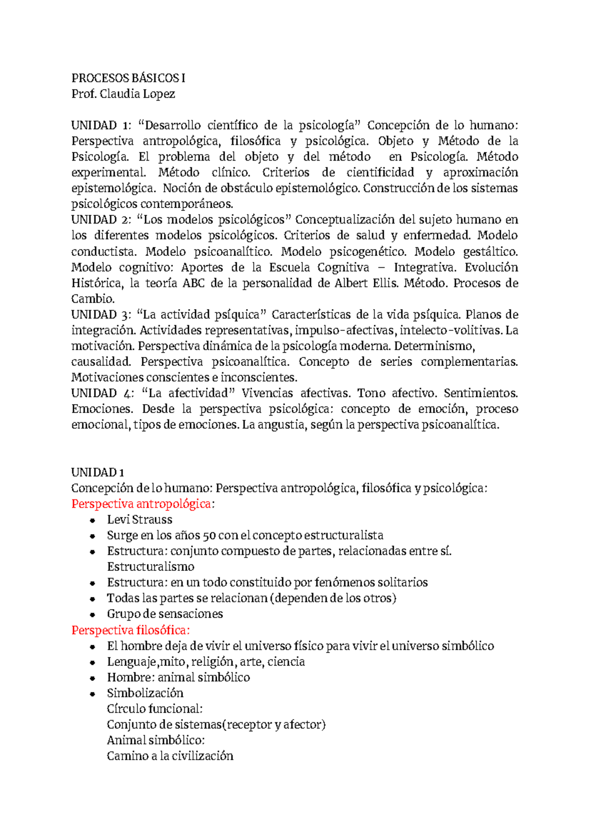 Procesos Básicos I resumen para final - PROCESOS BÁSICOS I Prof. Claudia Lopez UNIDAD 1 ...