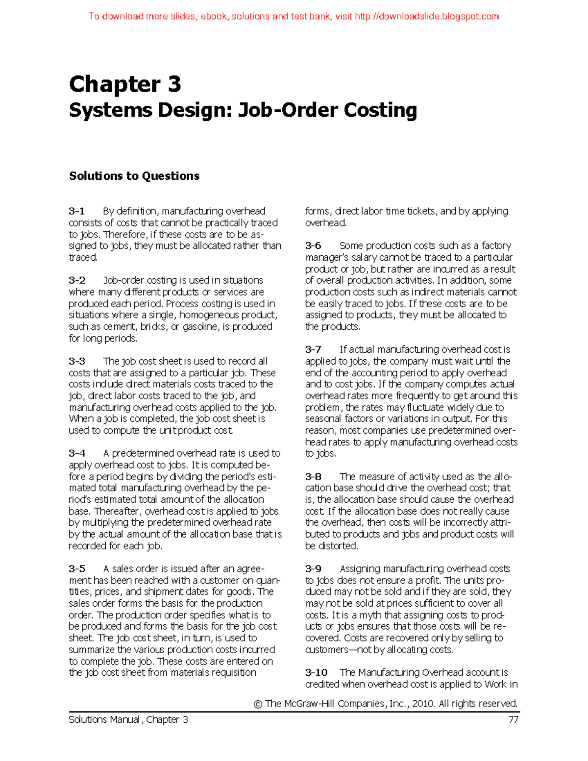 SM Garrison Mgr Acc 13e Ch03 Systems Design Job-Order Costing - © The ...