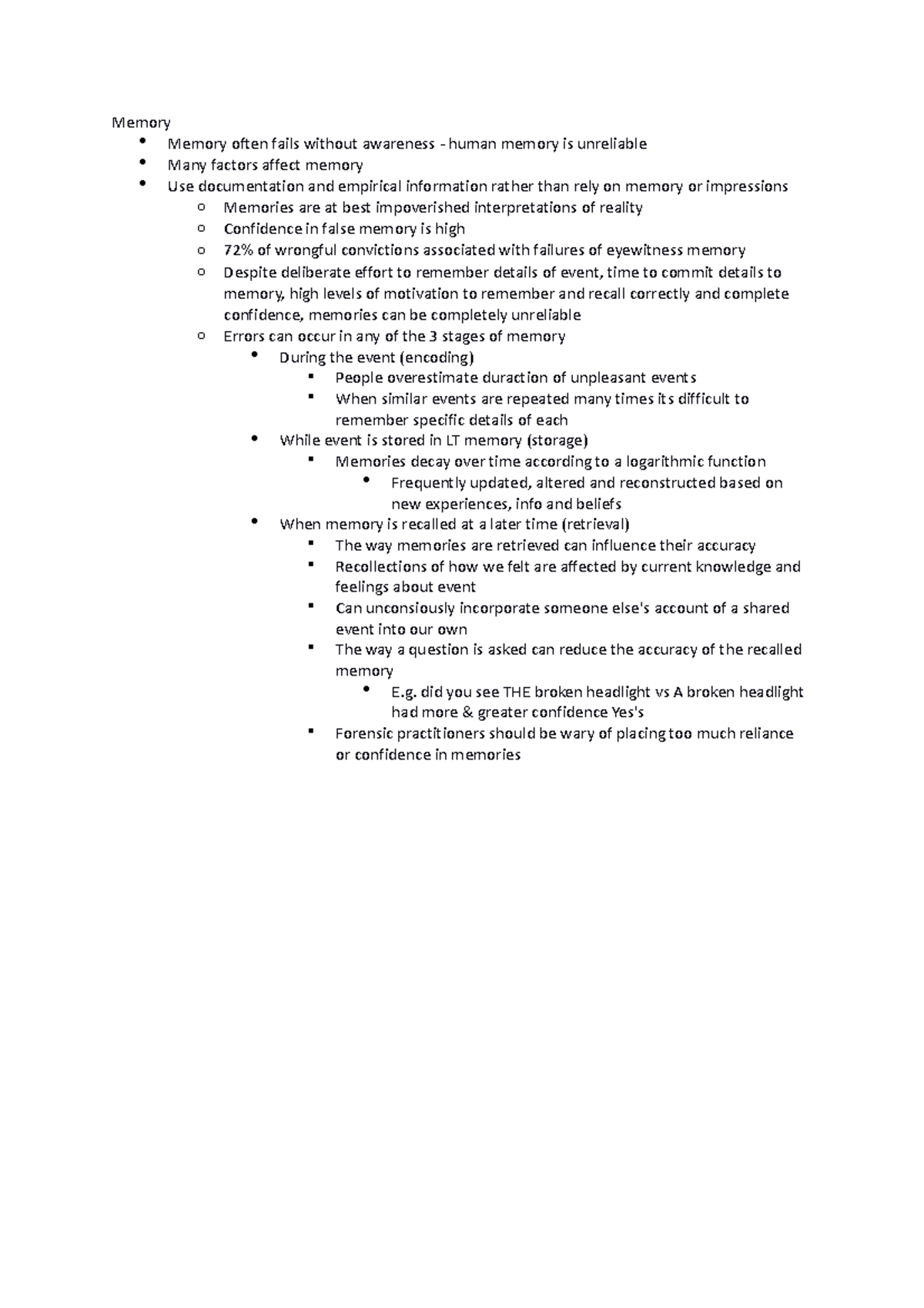 Thinking forensics - memory - Memory Memory often fails without ...