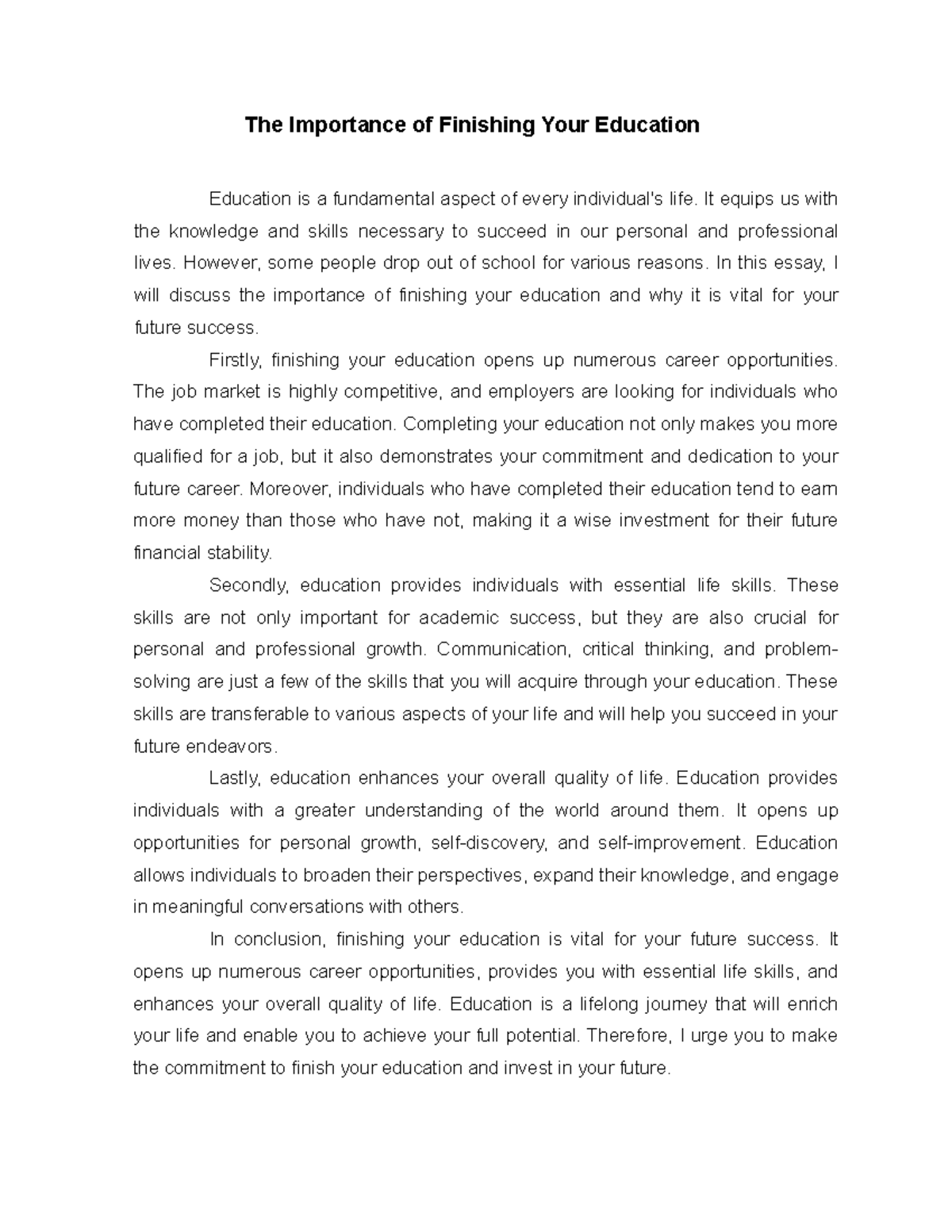 The Importance of Finishing Your Education - The Importance of ...