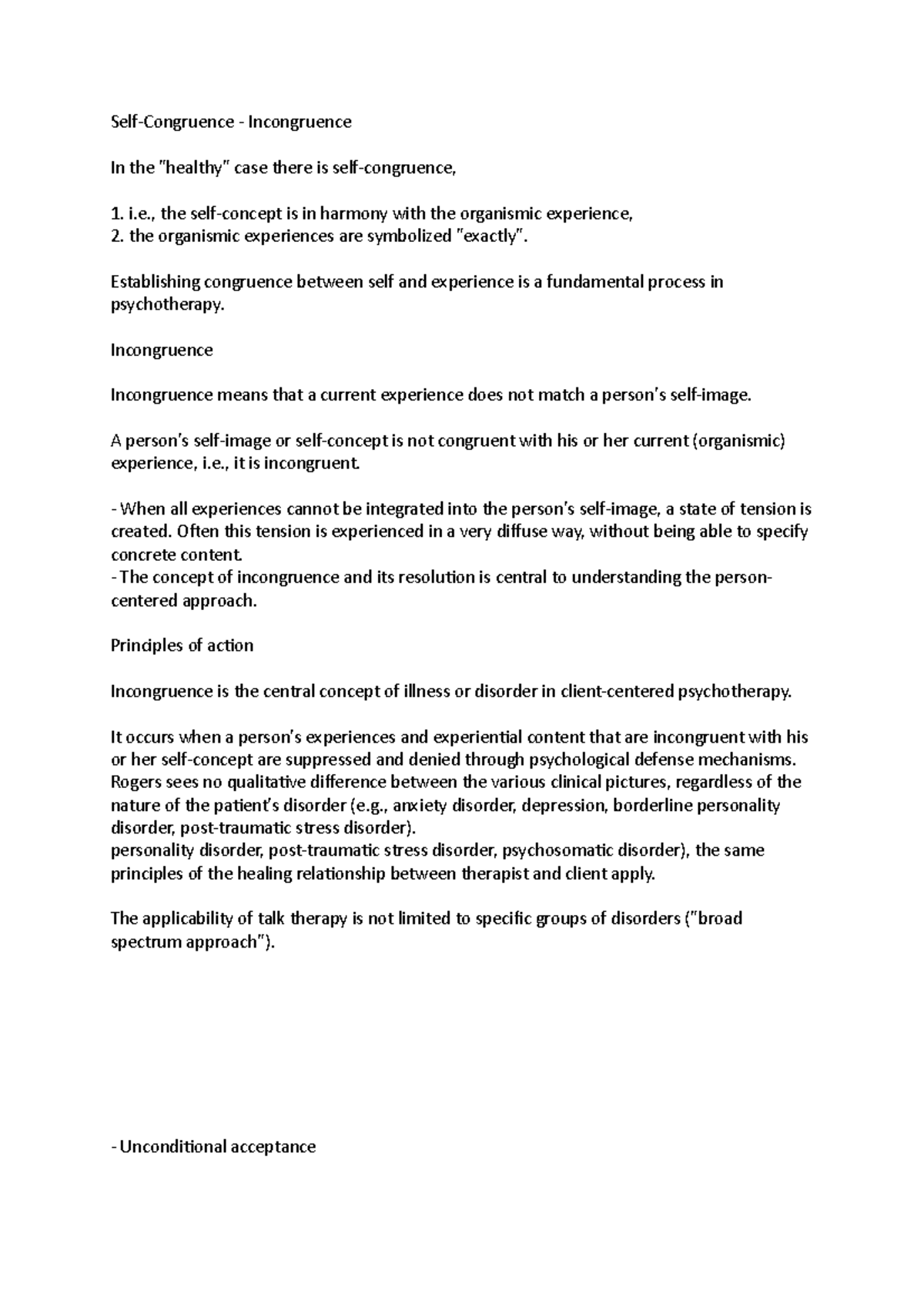 Self - Social Psychology - Self-Congruence - Incongruence In the ...
