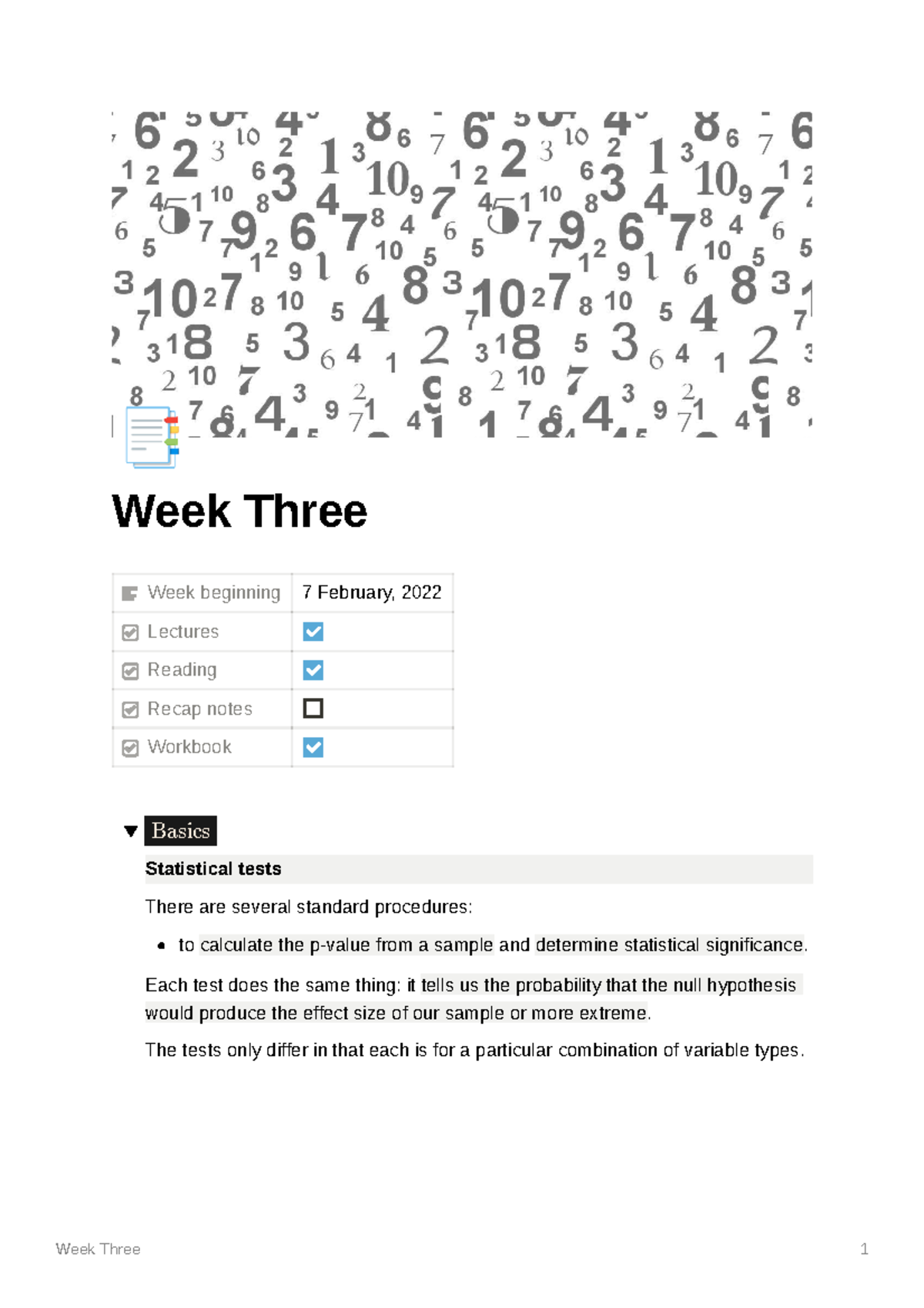Statistical tests and variable types - 📑 Week Three Week beginning 7 ...