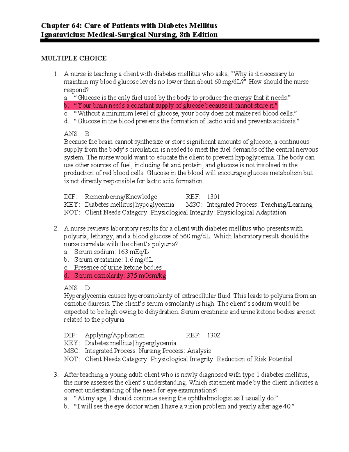 Diabetes Mellitus - NUR 1020C - FSCJ - Studocu