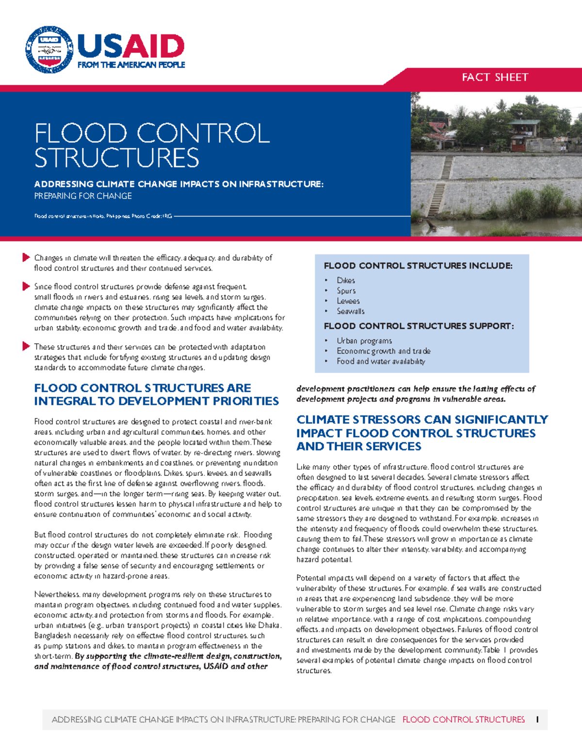 Infrastructure Flood Control Structures - FACT SHEET ADDRESSING CLIMATE ...