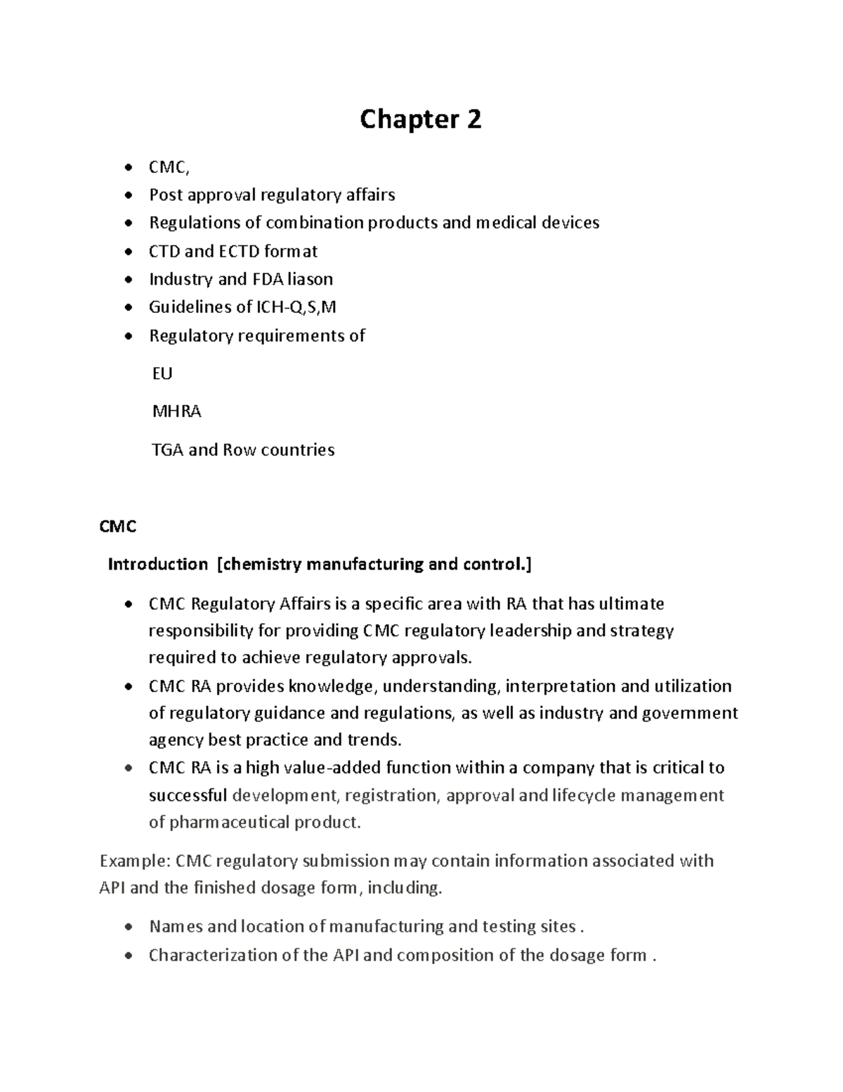 RA UNIT- 2 - ... - Chapter 2 • CMC, Post approval regulatory affairs ...