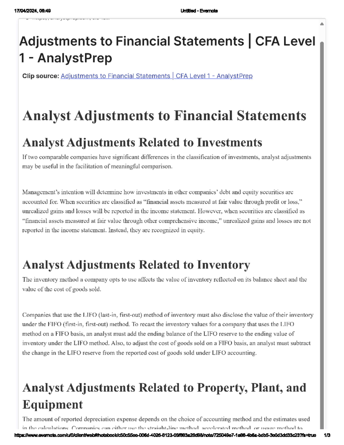 Analyst Adjustments Related to Investments - Accounting and finance ...