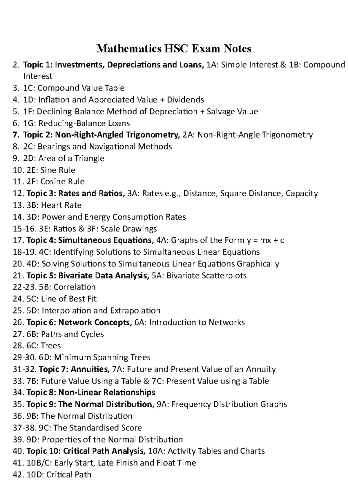 Mathematics HSC Exam Notes - Topic 1: Investments, Deprecia 4 ons and ...