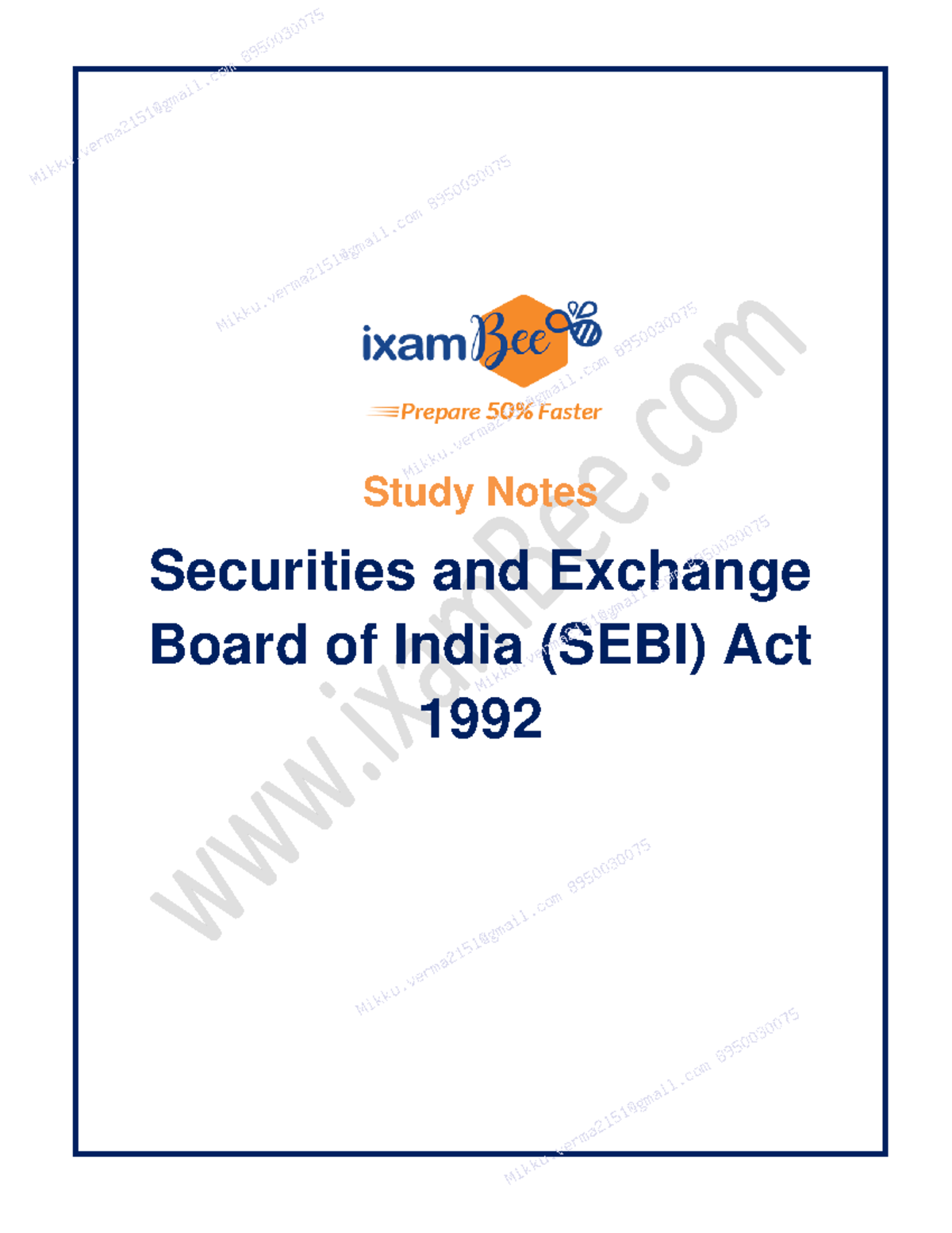 SEBI Act, 1992 Part 2 - Study Notes Securities and Exchange Board of ...