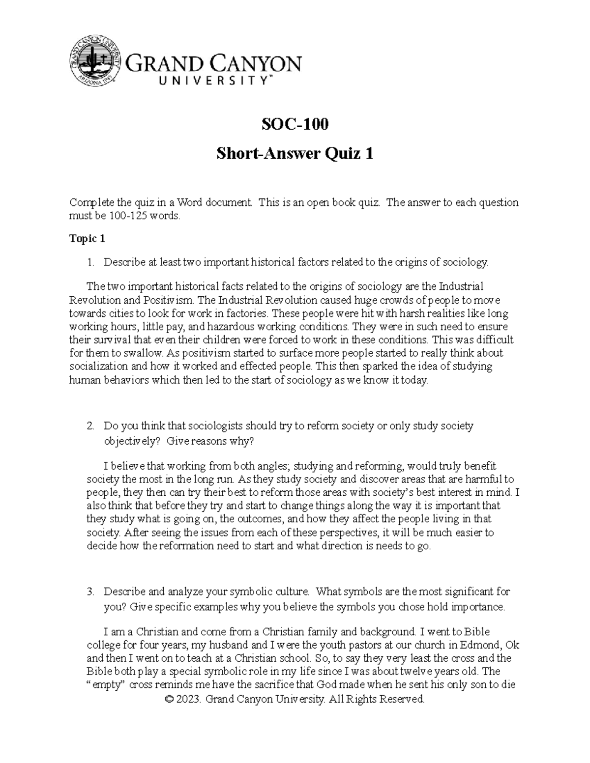 Quiz 1: Origins of Sociology Societal Reform Symbolic Culture and ...