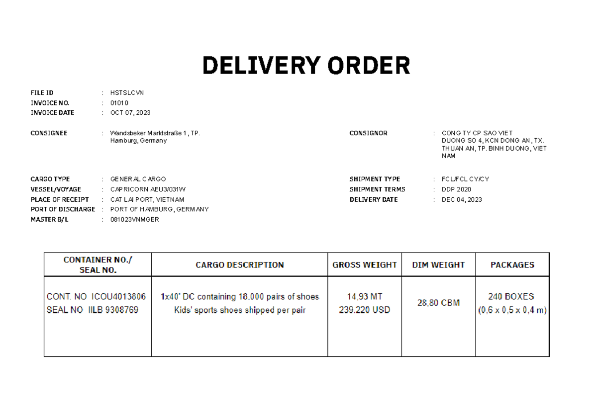 DO - By students - DELIVERY ORDER FILE ID INVOICE NO. INVOICE DATE ...