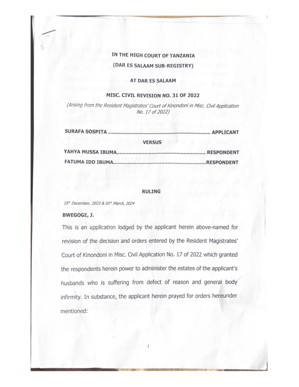 IN THE HIGH Court OF Tanzania - Land law - Studocu