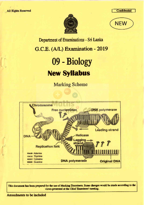 Advanced Level Biology 2019 - Old Syllabus - English Medium ...