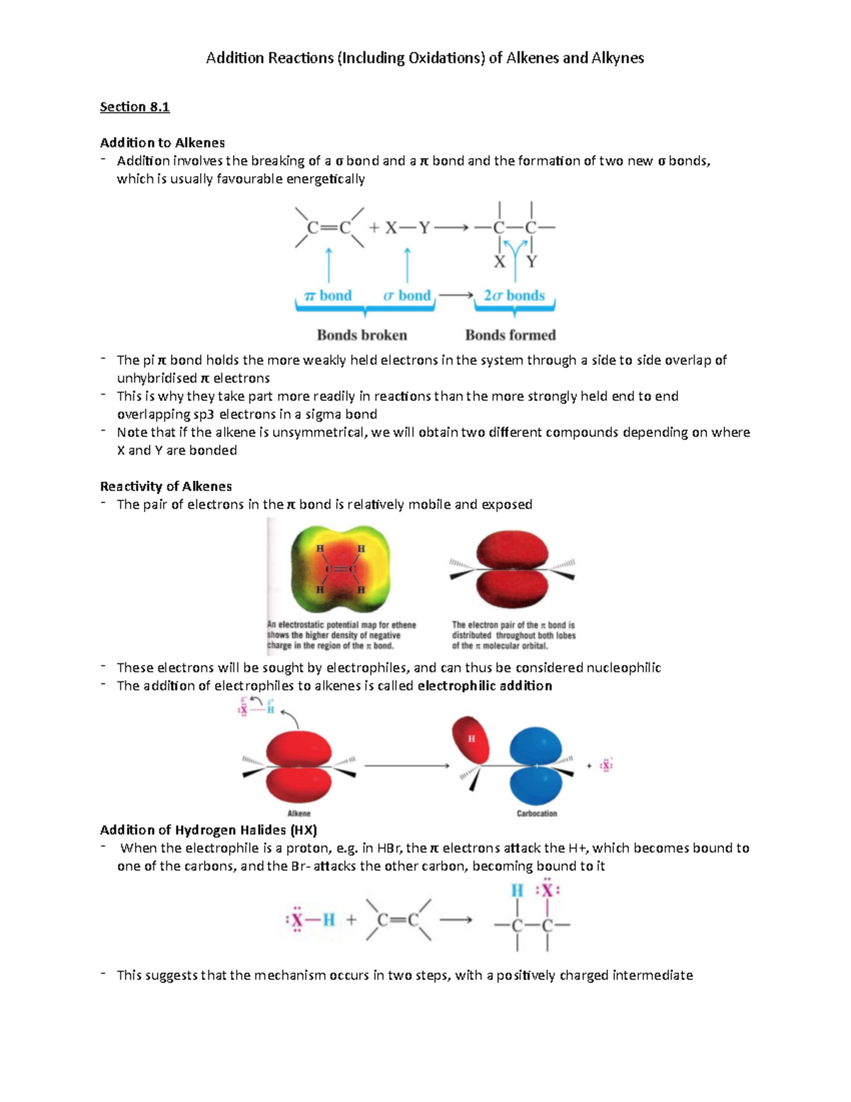 Chem Module 8 Lectuer Notes Secon 8 Addion To Alkenes Addion
