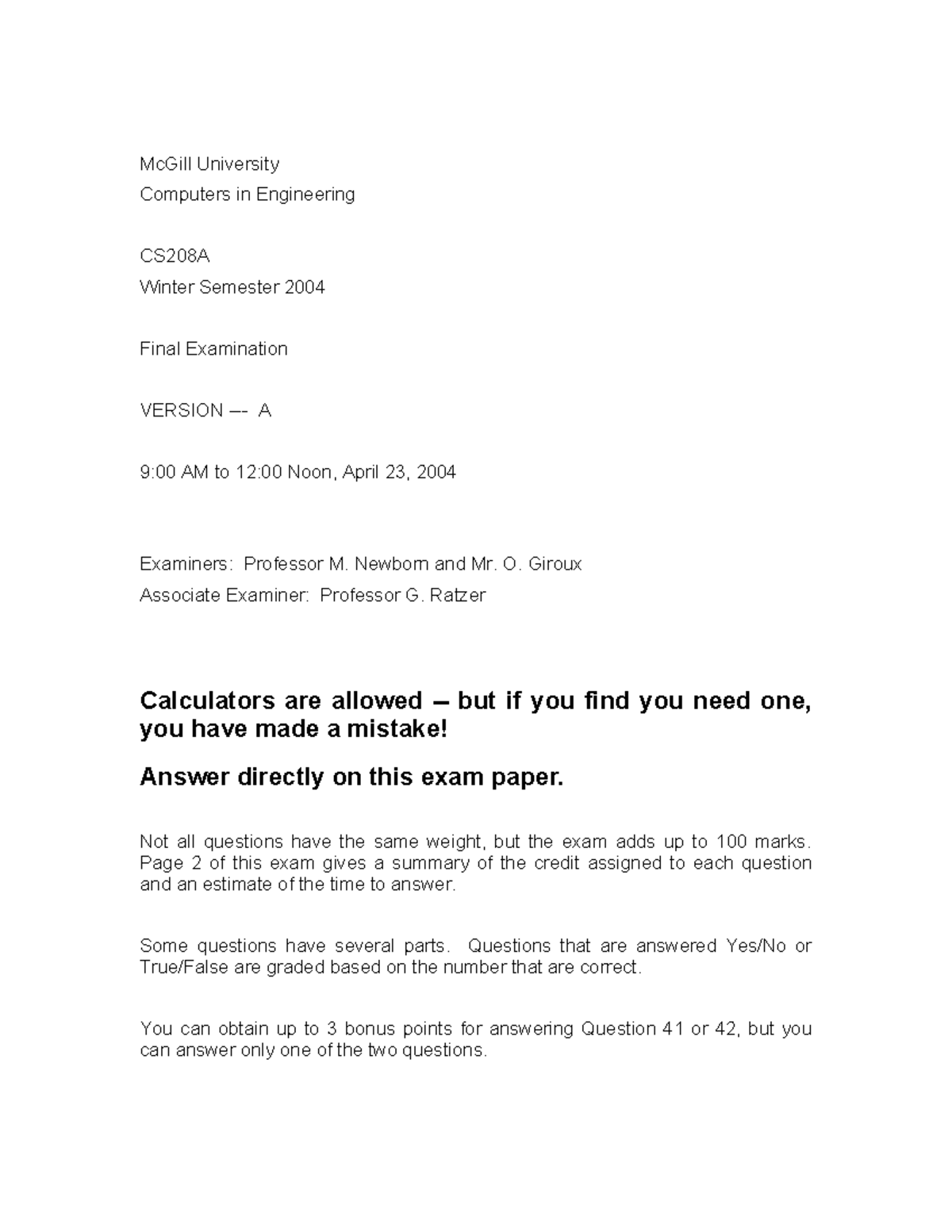 2004 winter final - Practice/Exam - McGill University Computers in ...