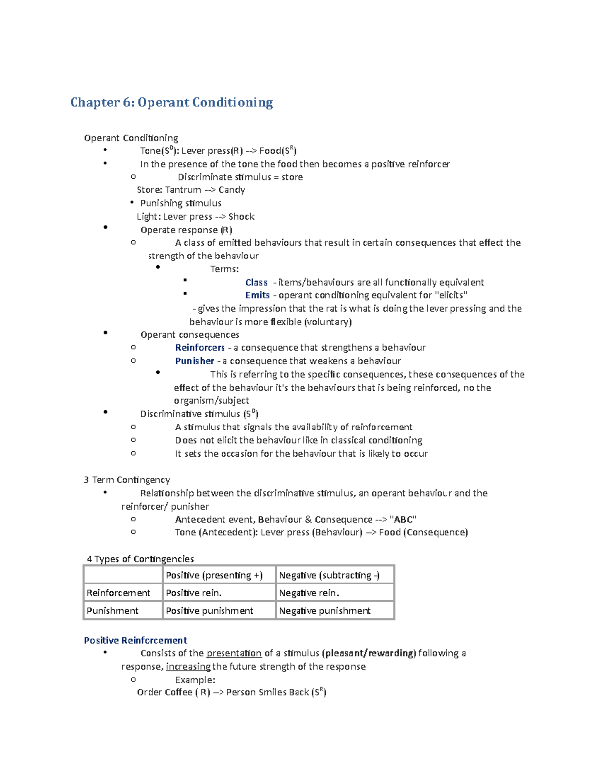 Lecture notes, lecture Chapter 6 - Russ powell - Chapter 6: Operant ...