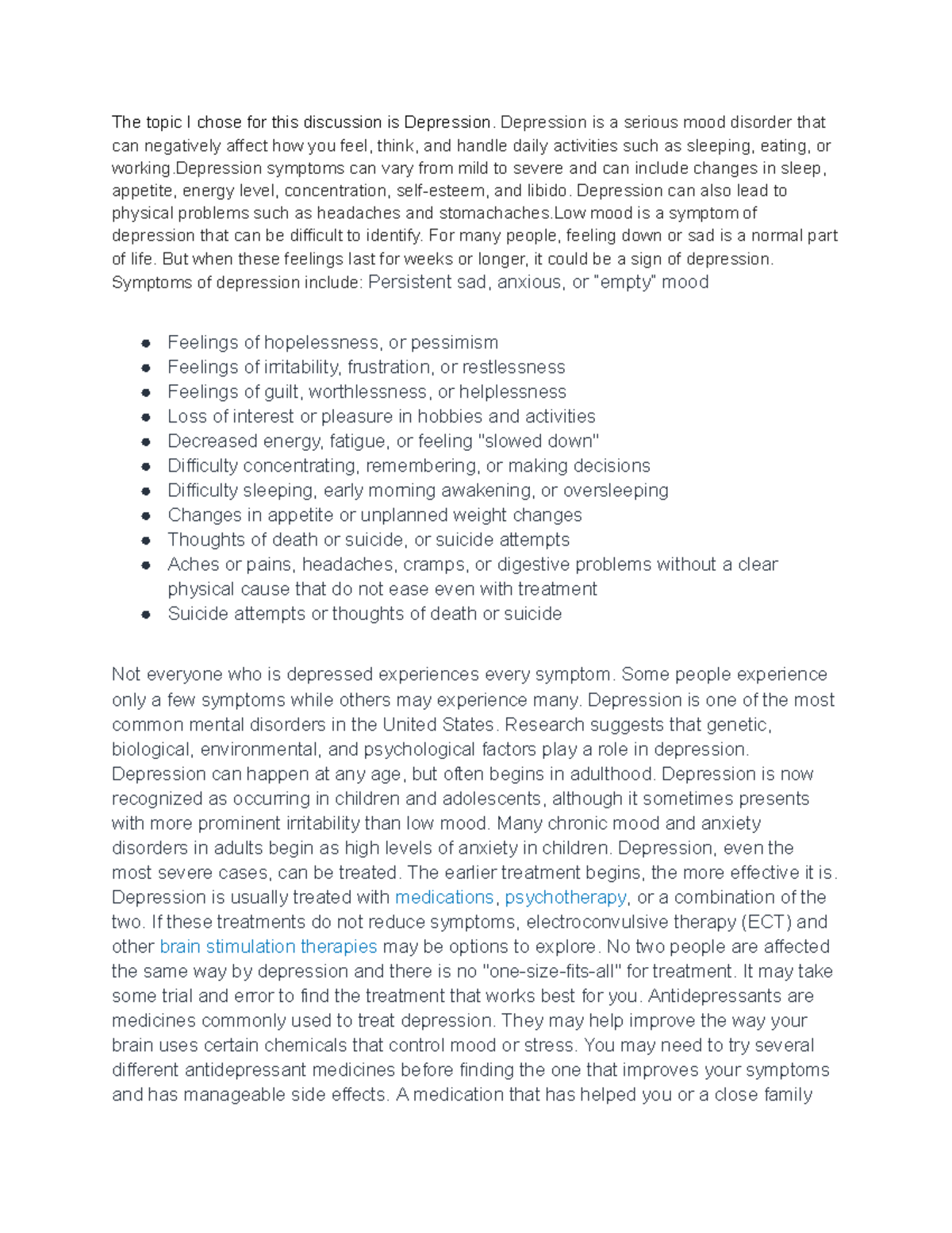 Health psych- discussion - The topic I chose for this discussion is ...