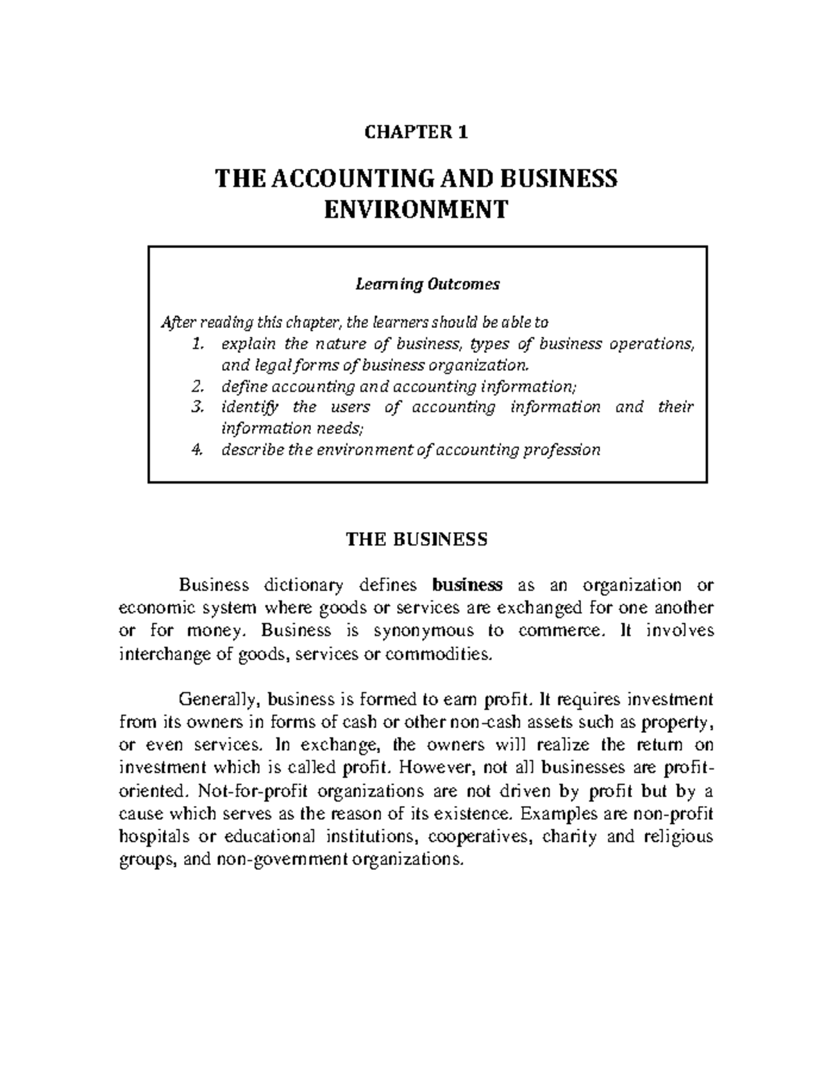 FAR-Chapter 1 final - Summary of Chaper 1 - CHAPTER 1 THE ACCOUNTING ...