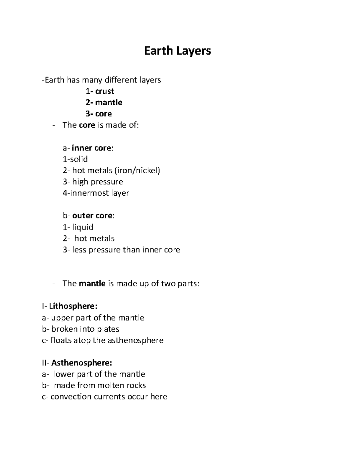 - Review Packet - Earth Layers -Earth has many different layers 1 ...