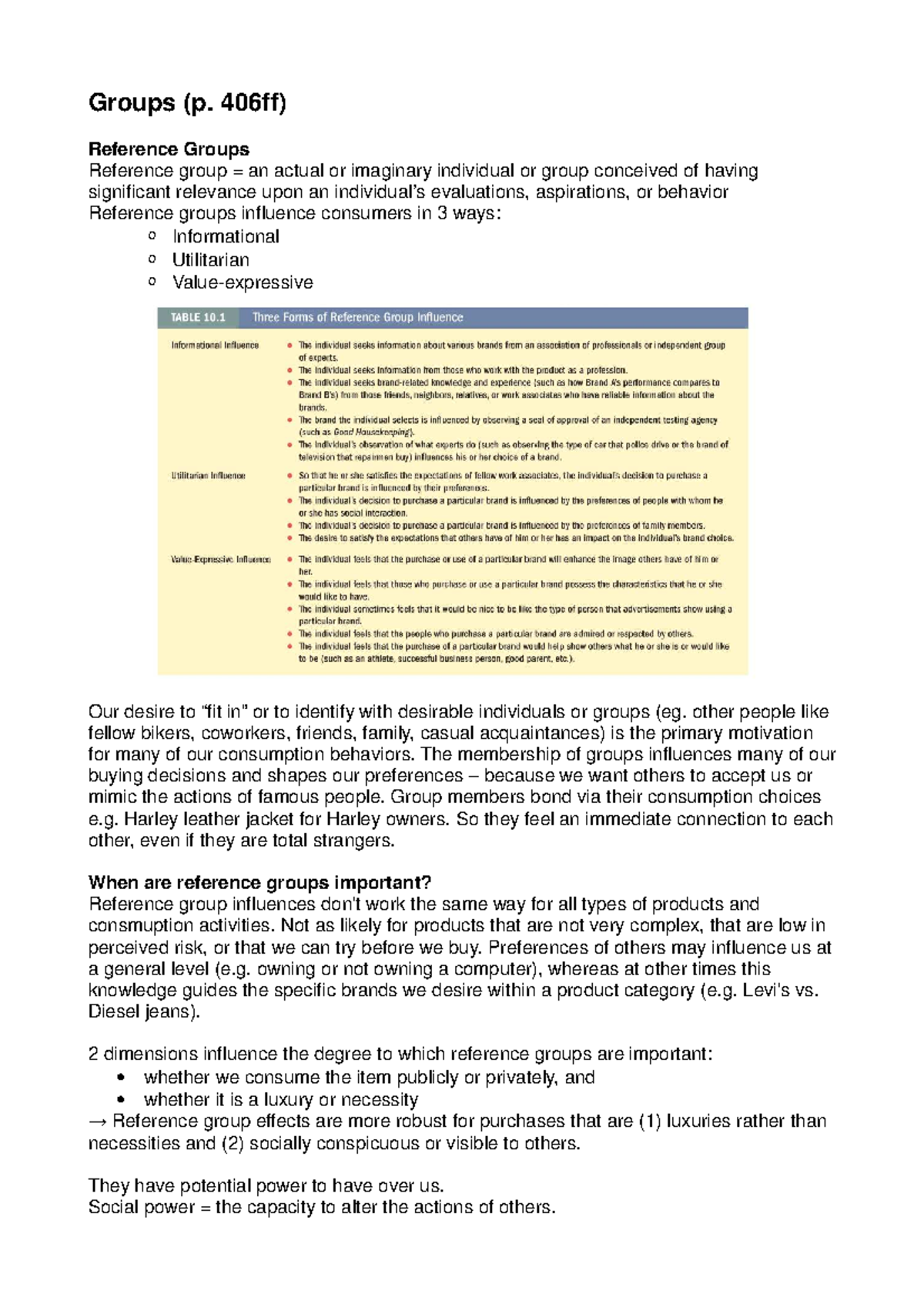 Consumer Behaviour Solomon Chapter 10 Groups Groups P 406ff